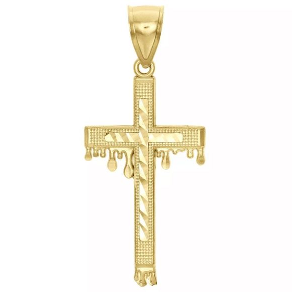 Accessories | 1kyellow Gold Diamond Cut Raised Nugget Cross Pendant ...